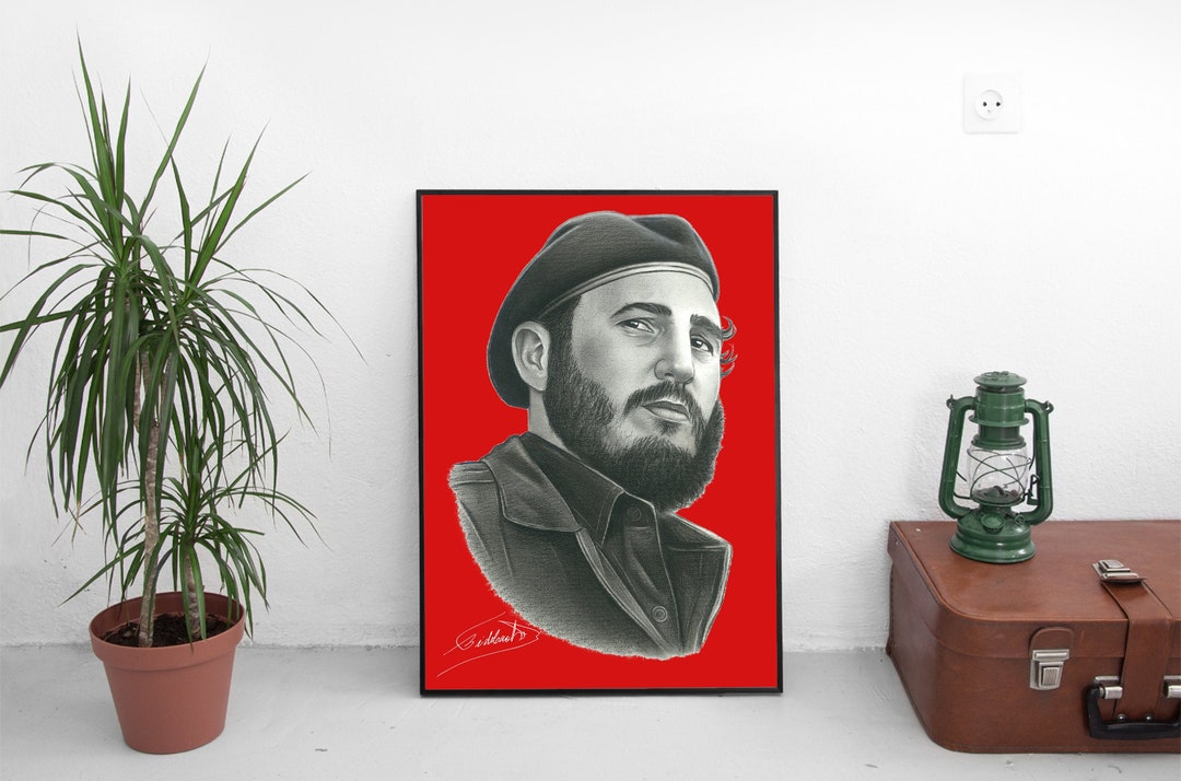 Handmade Fidel Castro Portrait Art - Red Room Decor (instant Download ...
