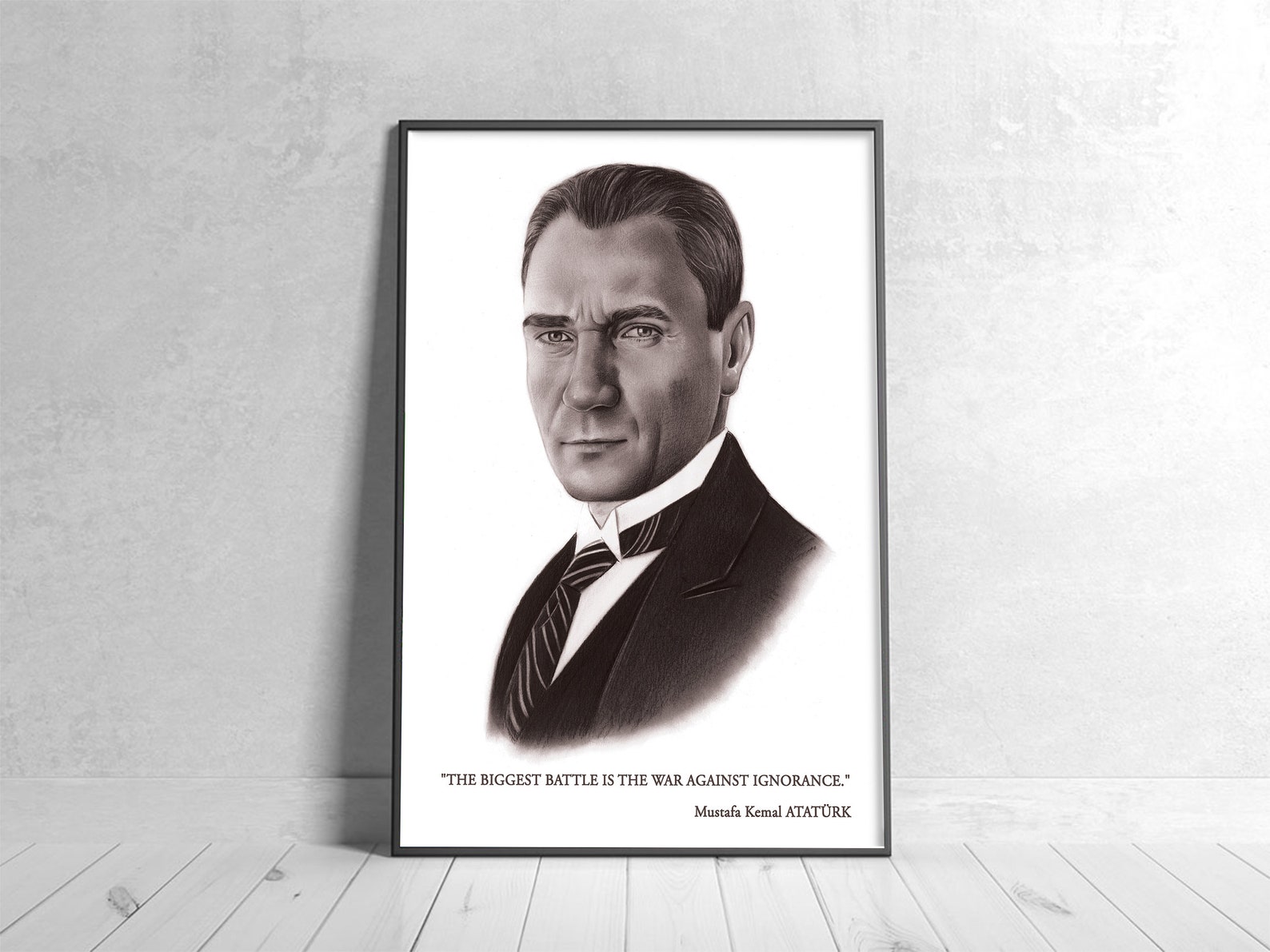 Ataturk Portrait Art Print: Handmade Pencil Drawing (digital Download ...