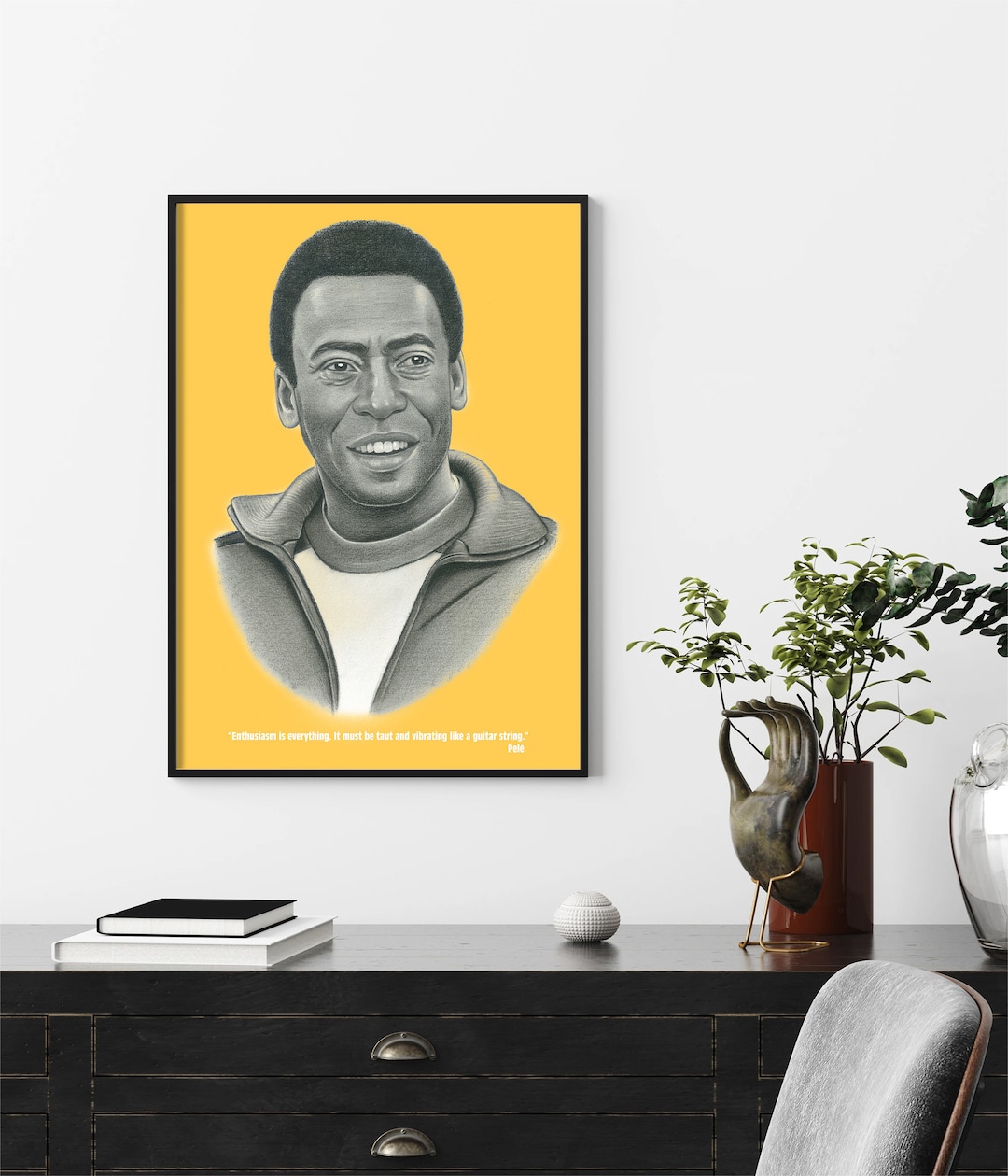 Handmade Pele Soccer Poster: Football Legend Portrait, Inspirational ...