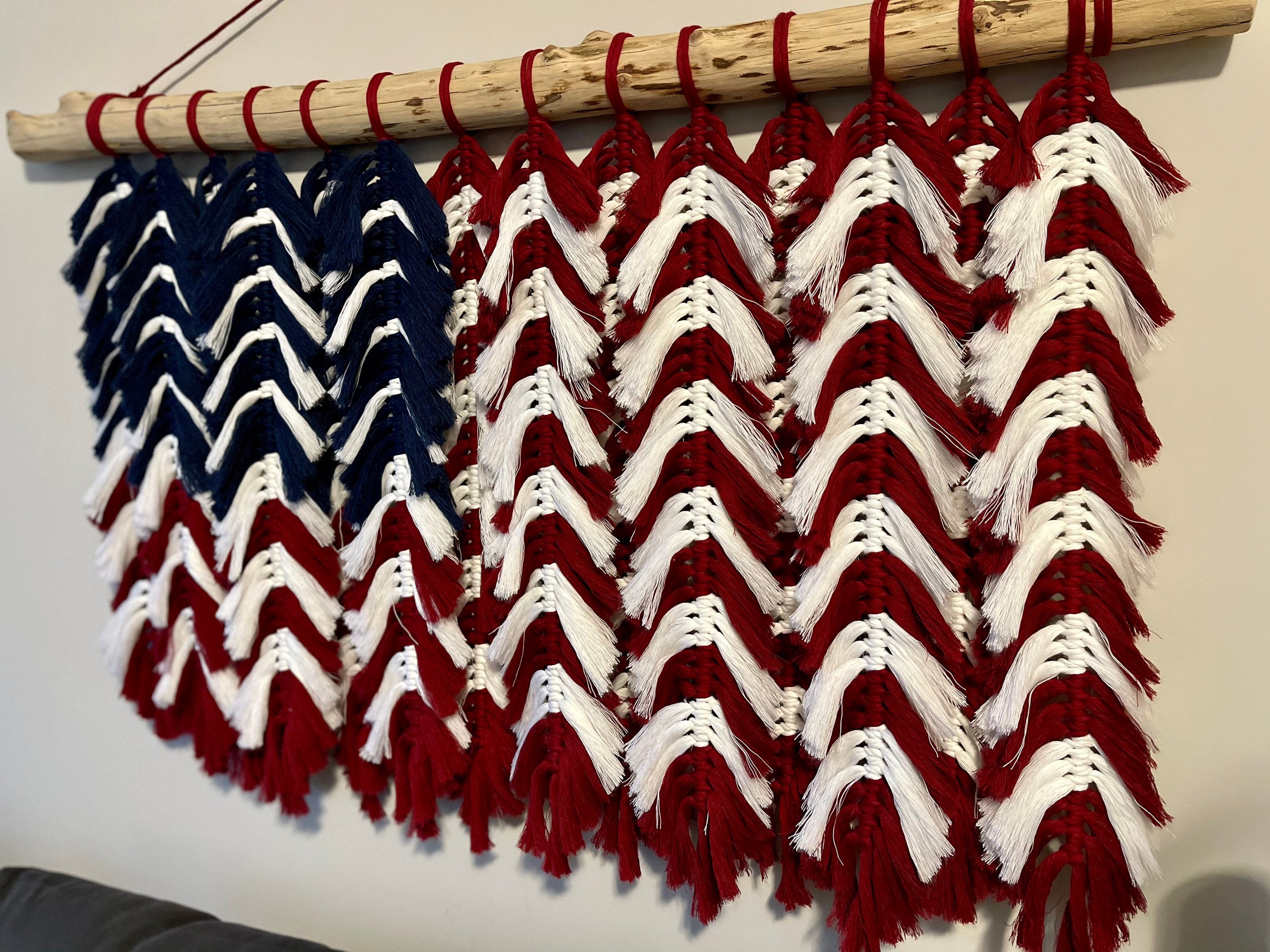 American flag macrame flag decor macrame wall hanging | Etsy