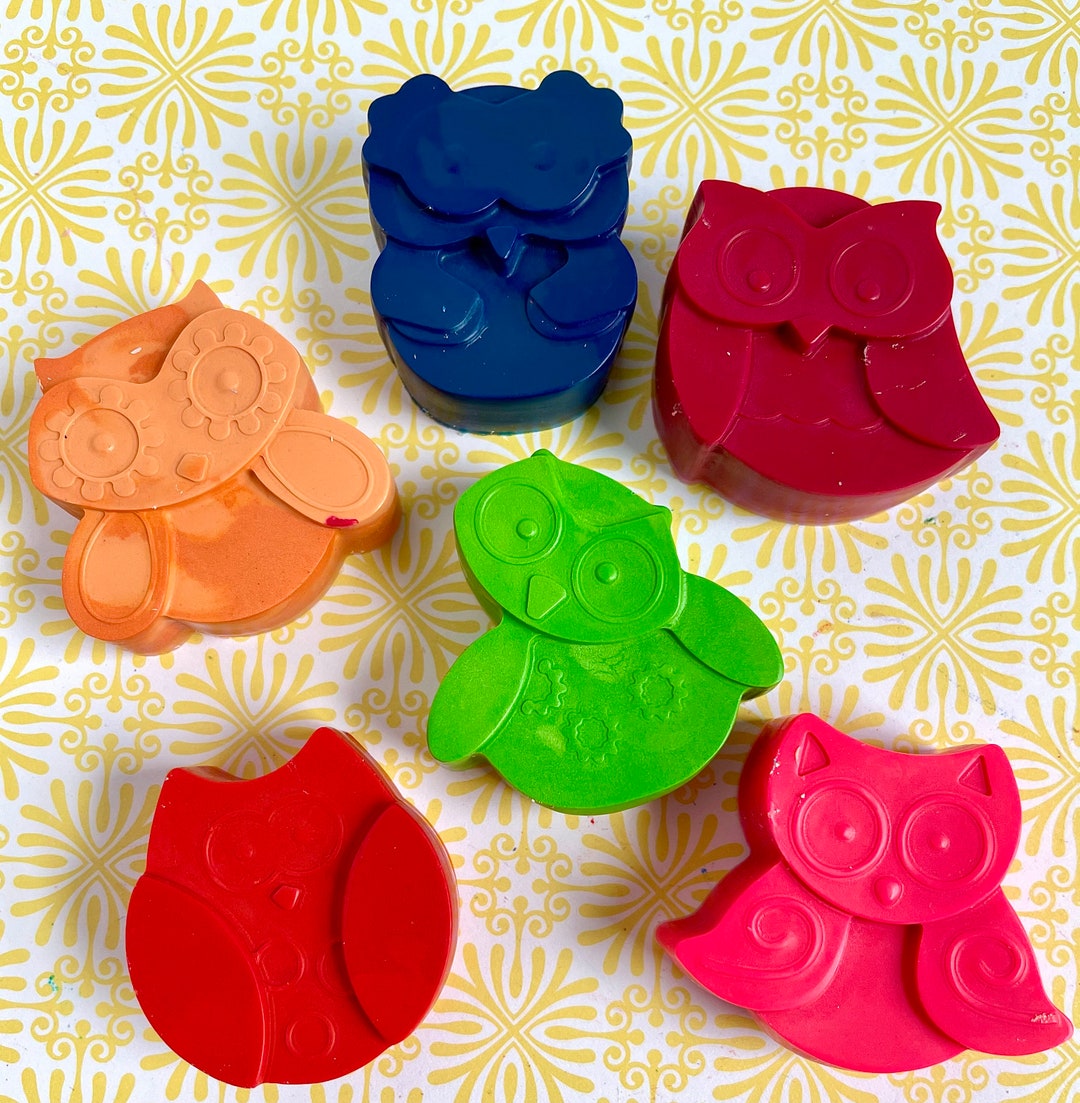 OWL CRAYONS set of 6, cute and unique coloring tool for kids, owl craft ...