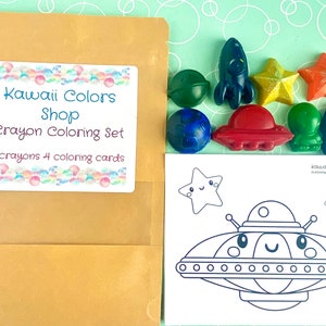 OUTER SPACE CRAYON Coloring Set Rocket Spaceship Aliens | Etsy