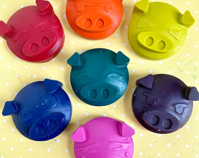 Mini PIG CRAYONS set of 7, Desk Pet/buddy for Class, Cute Gift for Kids ...