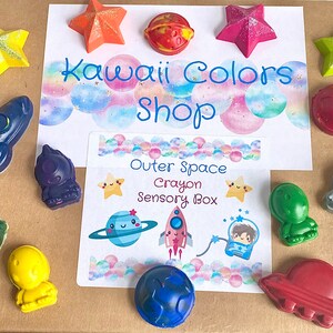 Sensory Play Kit With OUTER SPACE Crayons, Rocket Spaceship Aliens ...
