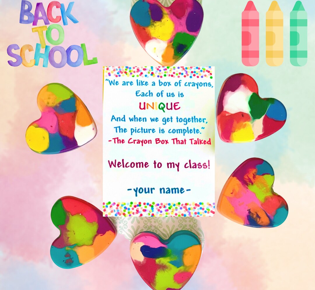 Back to SCHOOL Gift for Student From Teacher, HEART Crayon Class Party ...