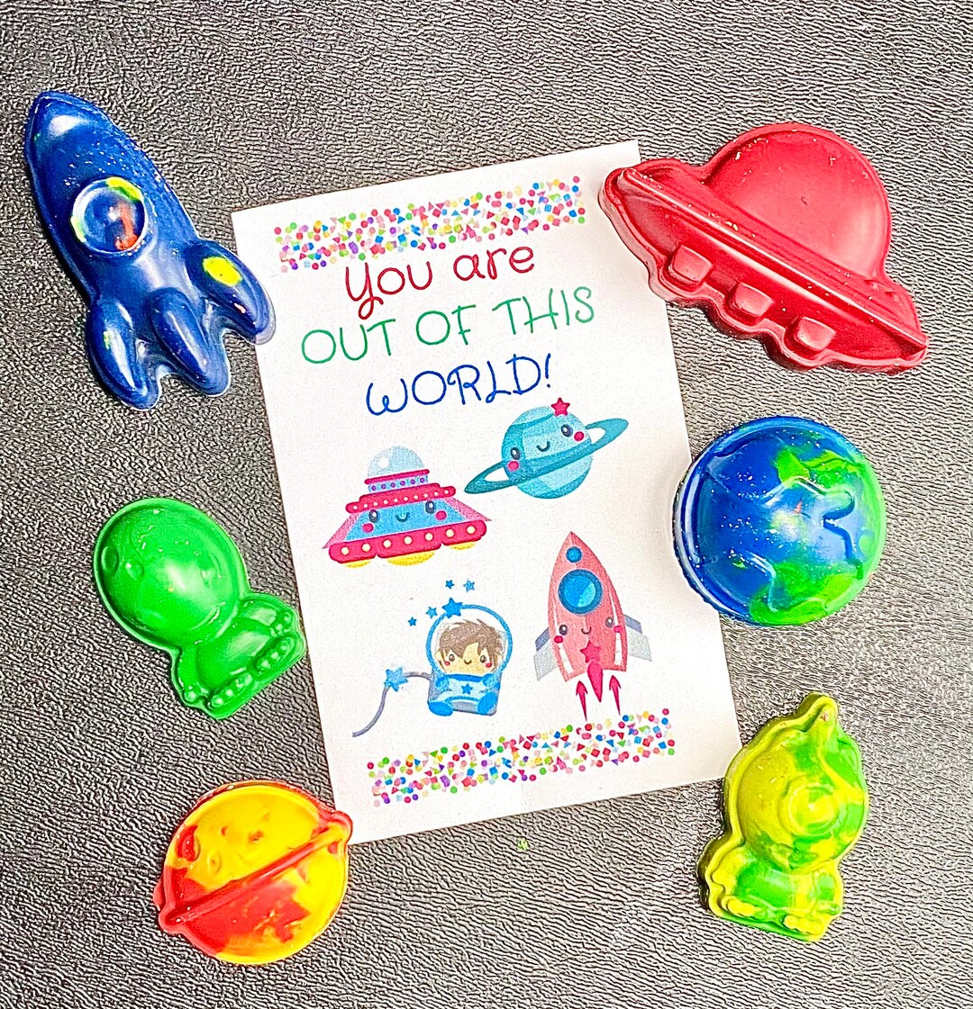 OUTER SPACE Crayon Party Favors, Personalized Kids Party Favors, Out of ...