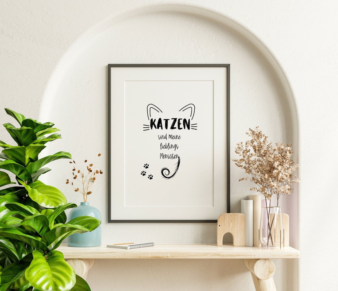 Katze Plakat, Poster Katze mit Spruch, Deko für Katzenliebhaber, Poster ...