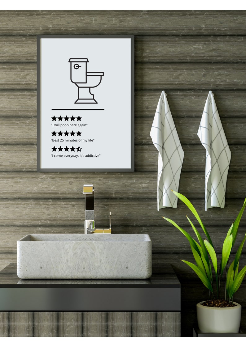 Printed Poster, Toilet Poster, Bathroom, Toilet, Scandinavian, Nordic, Monochrome, Black & White ...