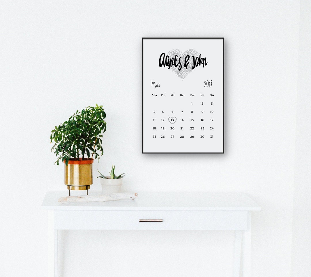 Calendario personalizado, cartel con fecha, calendario con nombre ...