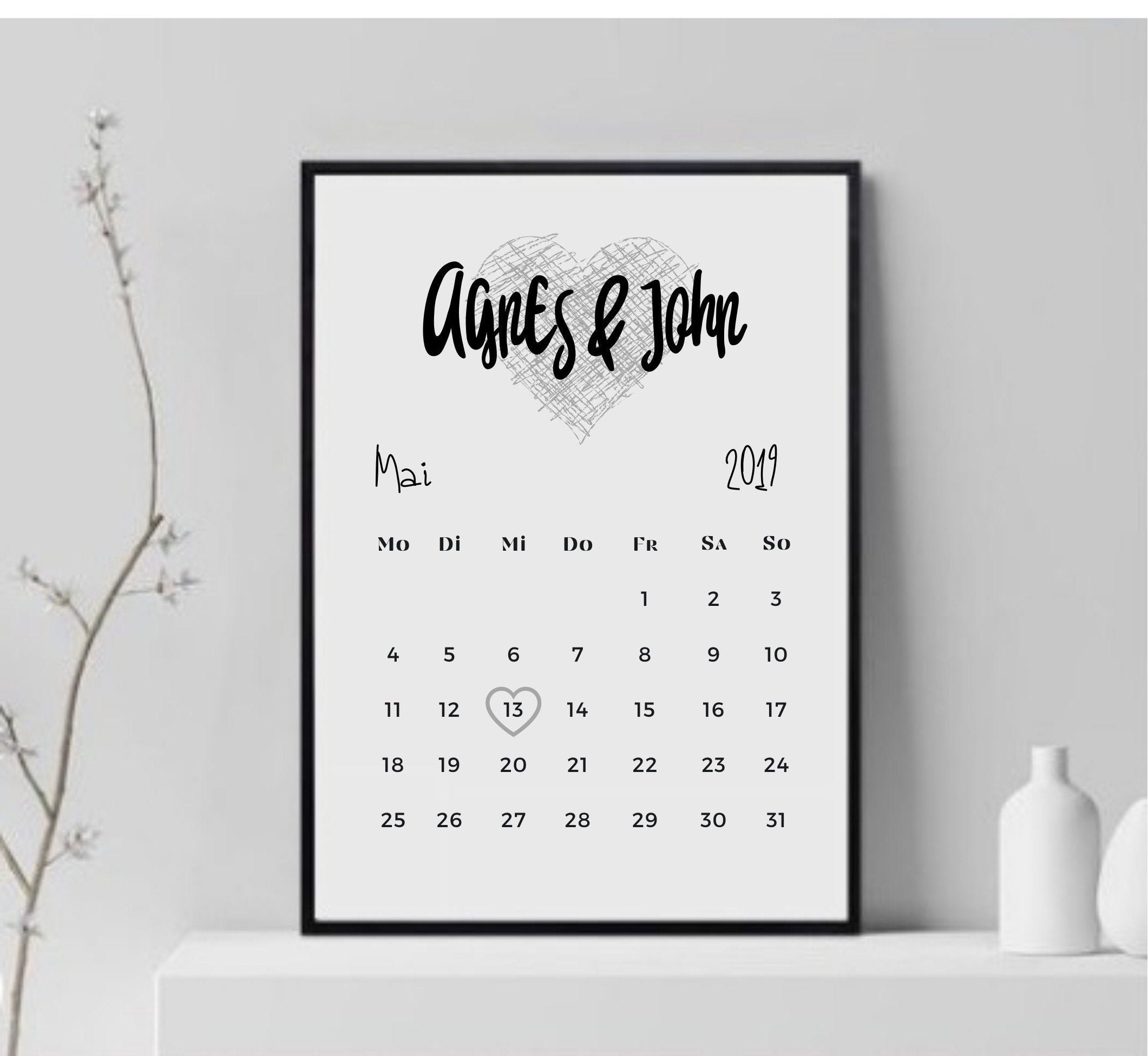 Calendar Personalized Poster with Date Calendar with Name | Etsy