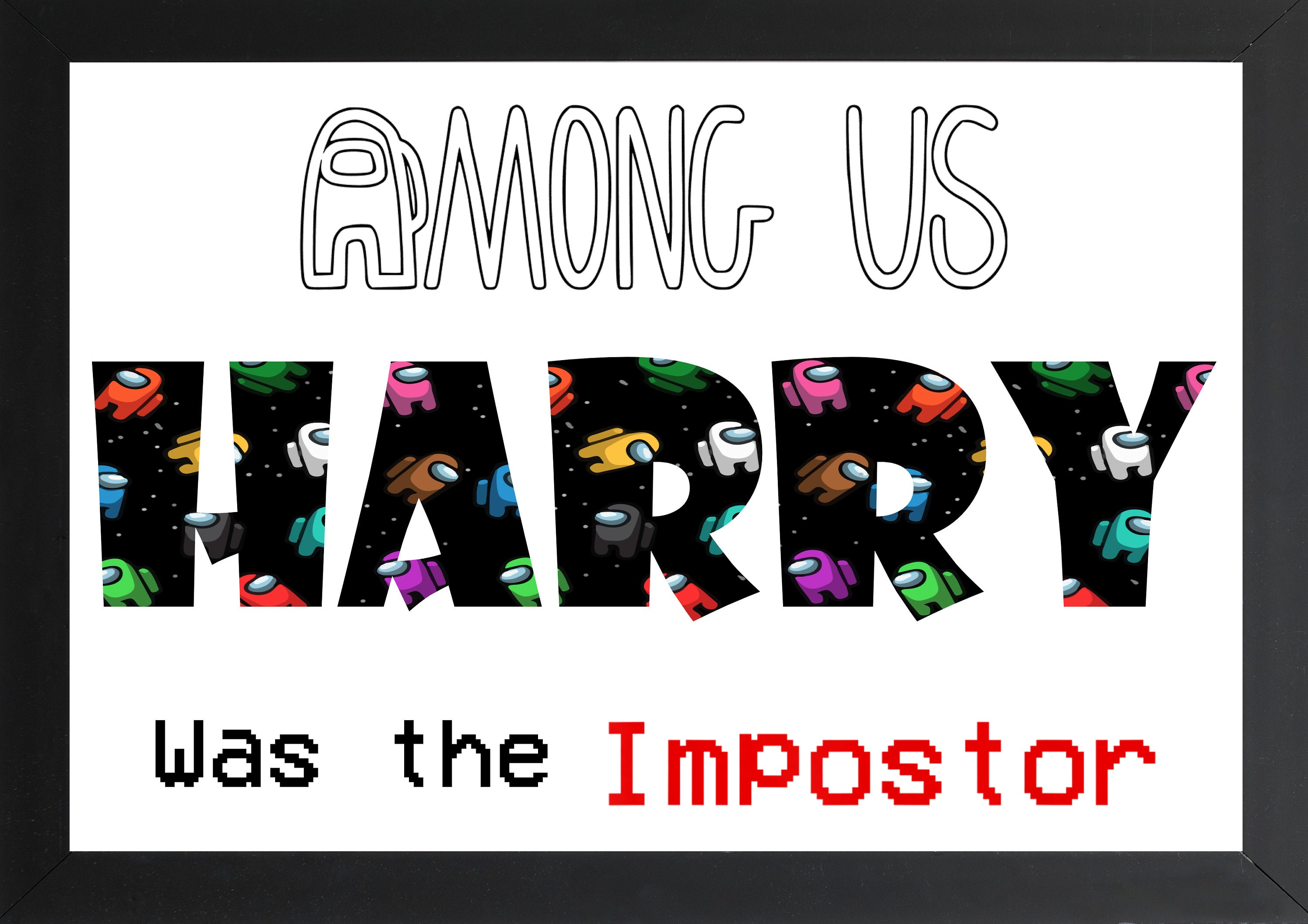 Among Us Print Personalised Among Us Wall Décor Printed on Card OR ...