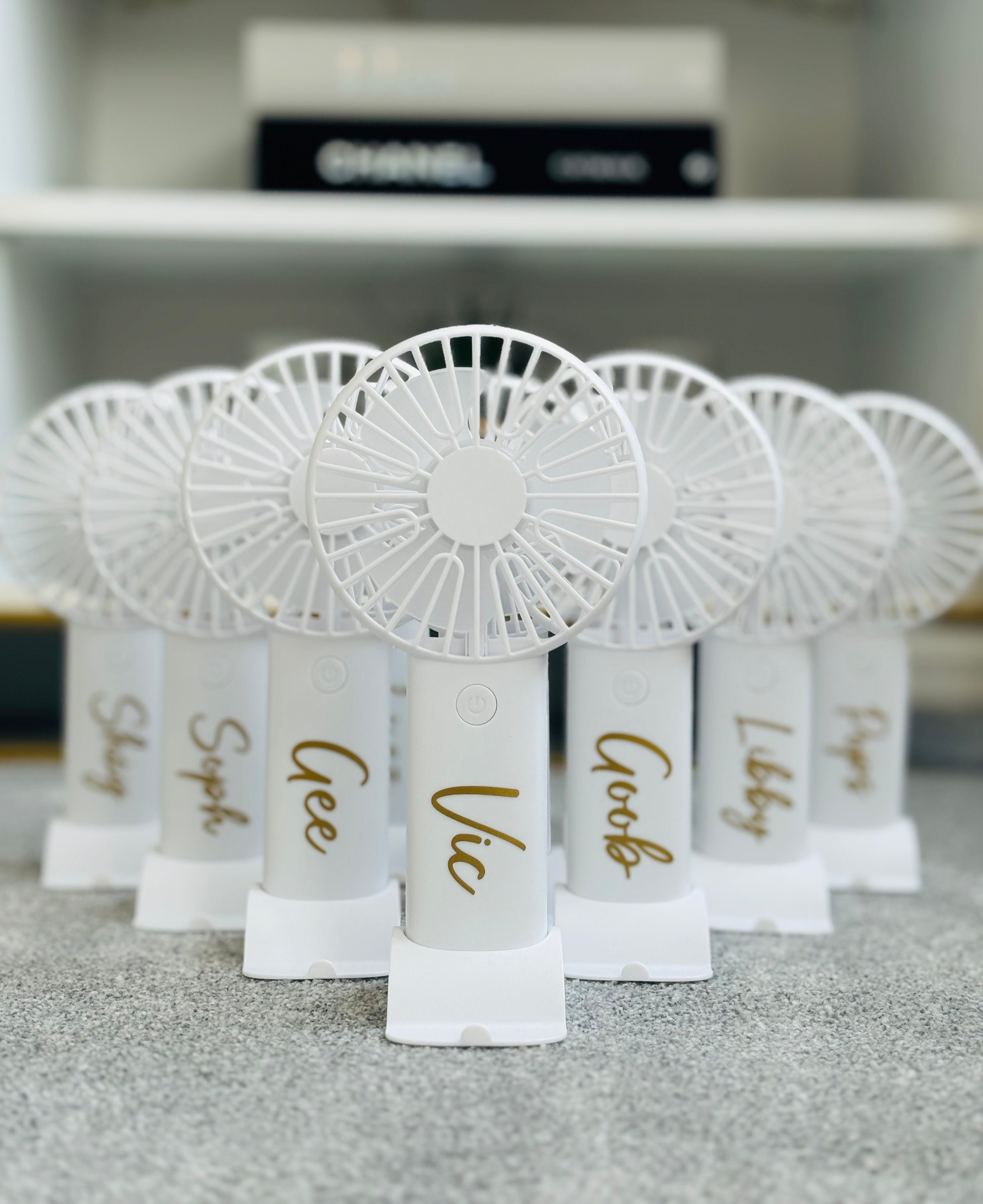 Personalised hand held fans store