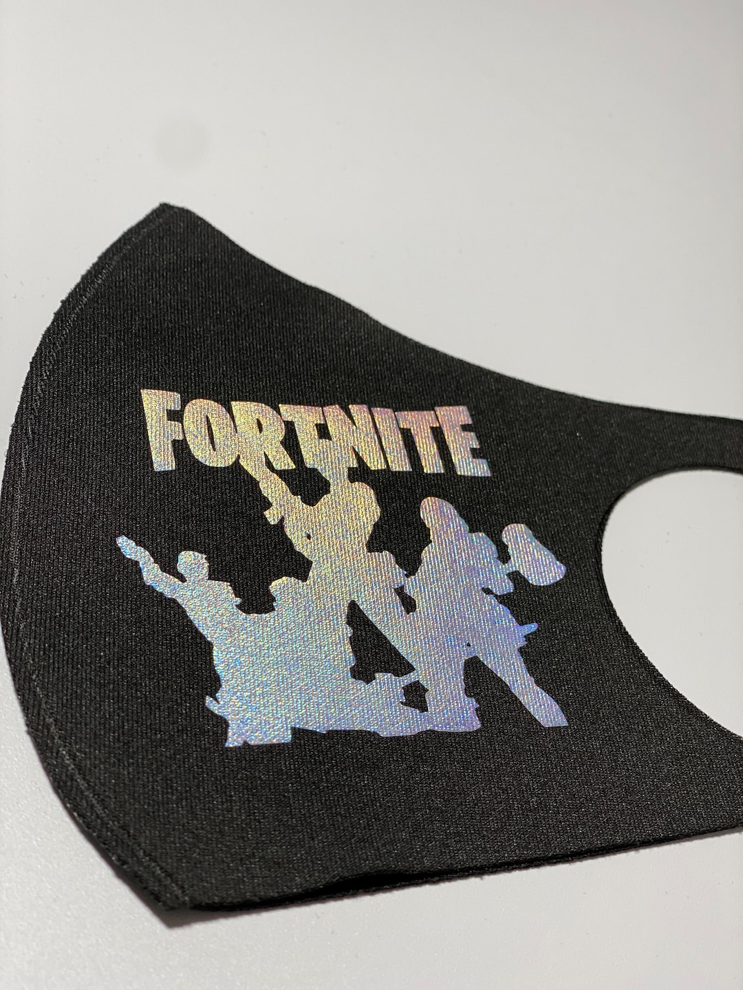 Fortnight Face Mask | Silver Shinny Iridescent Face Mask | Colour ...