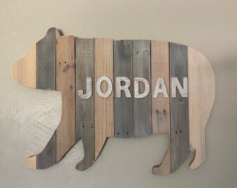 Rustic Earthtone Bear Cutout. Reclaimed Wood Wall Art. Bear Wall Decor ...