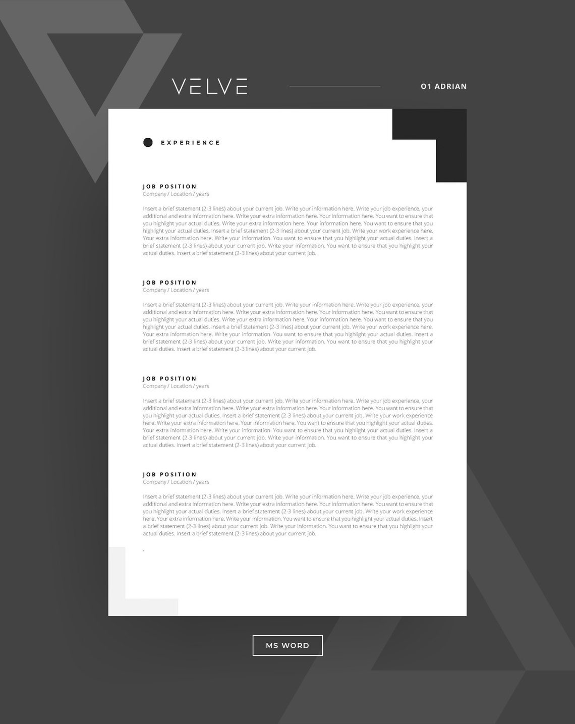 Resume / CV 5 Page Template + Cover Letter / Instant Download Resume ...