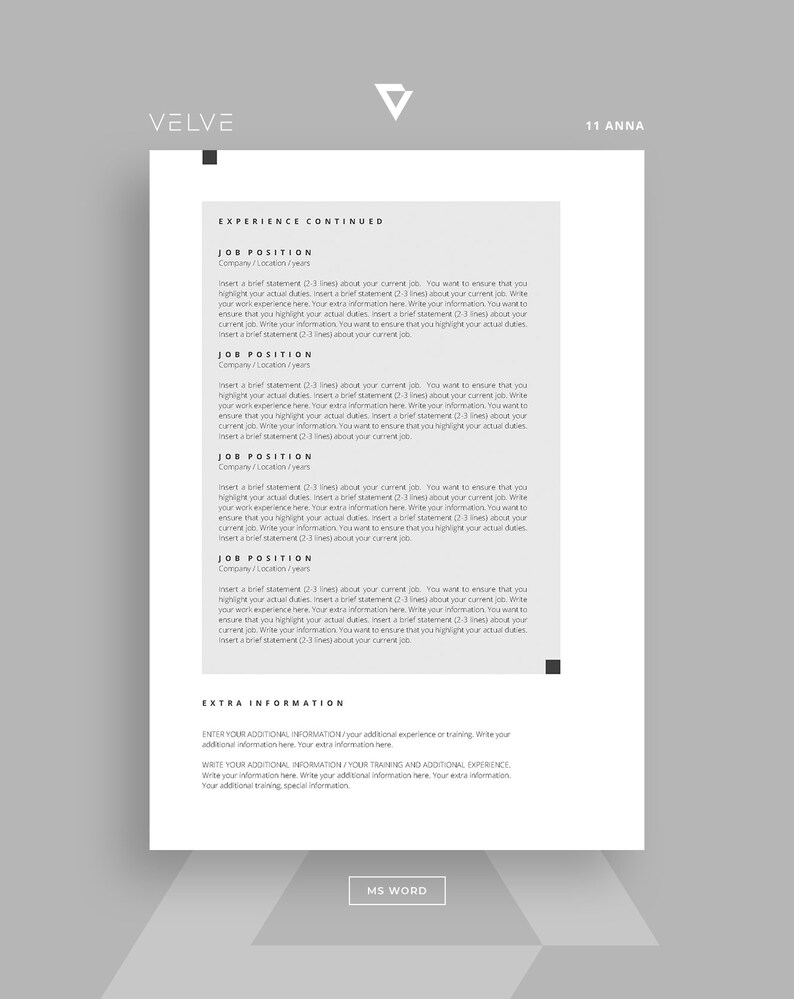 Resume / CV 5 Page Template + Cover Letter / Instant Download Resume ...