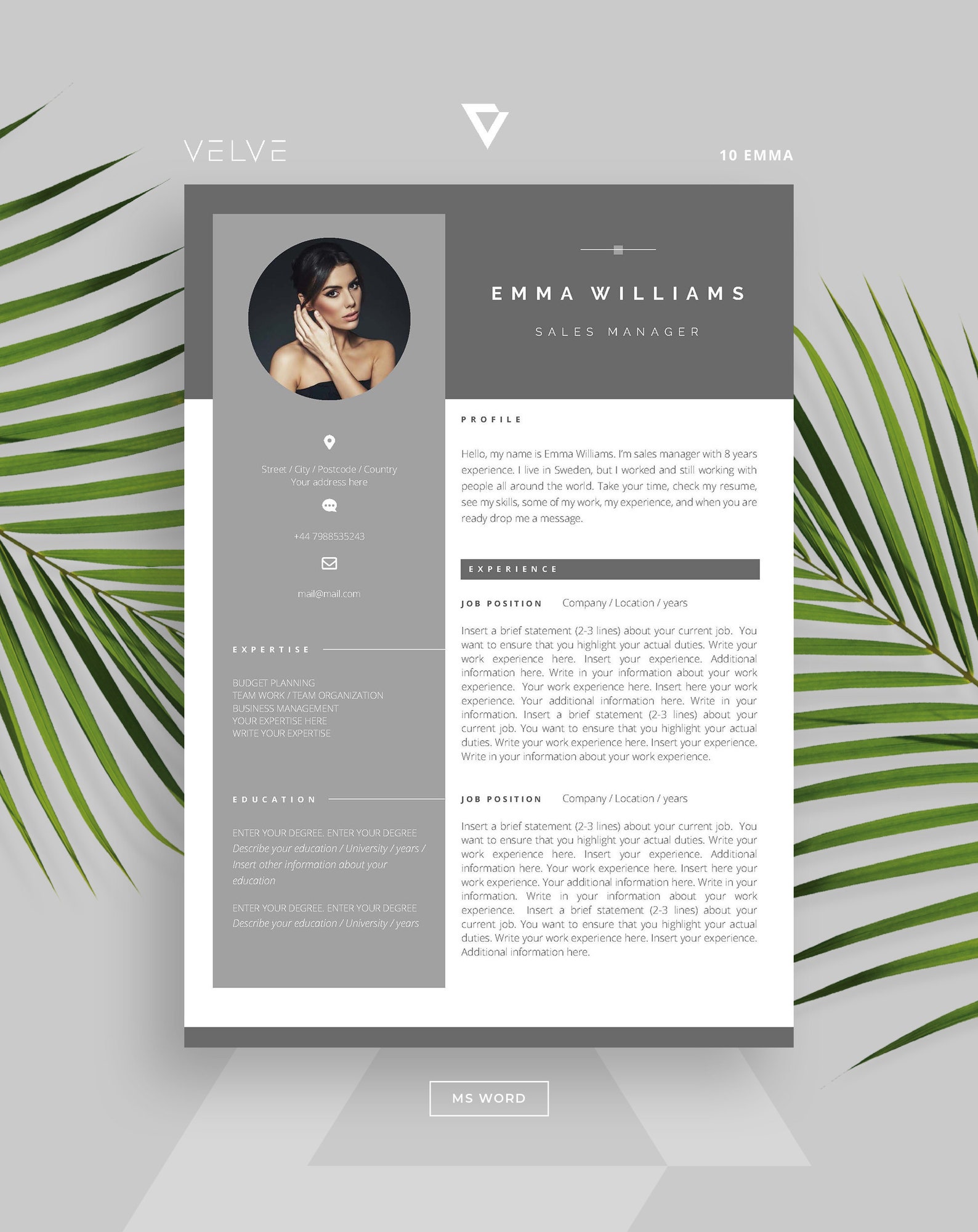 Resume / CV 3 Page Template, Cover Letter / Instant Download Resume for ...