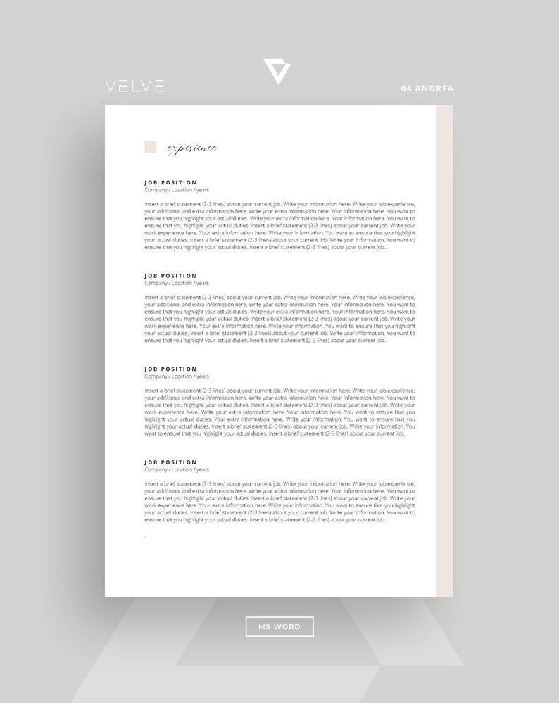 Resume / CV 5 Page Template + Cover Letter / Instant Download Resume ...