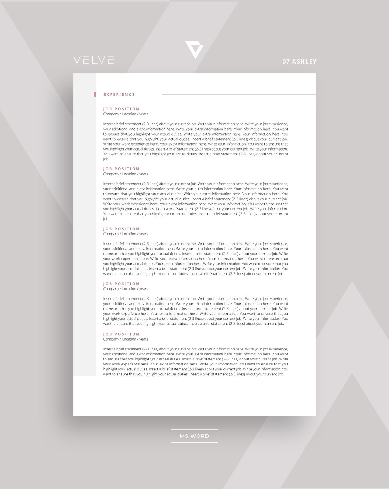 Resume / CV 5 Page Template + Cover Letter / Instant Download Resume ...