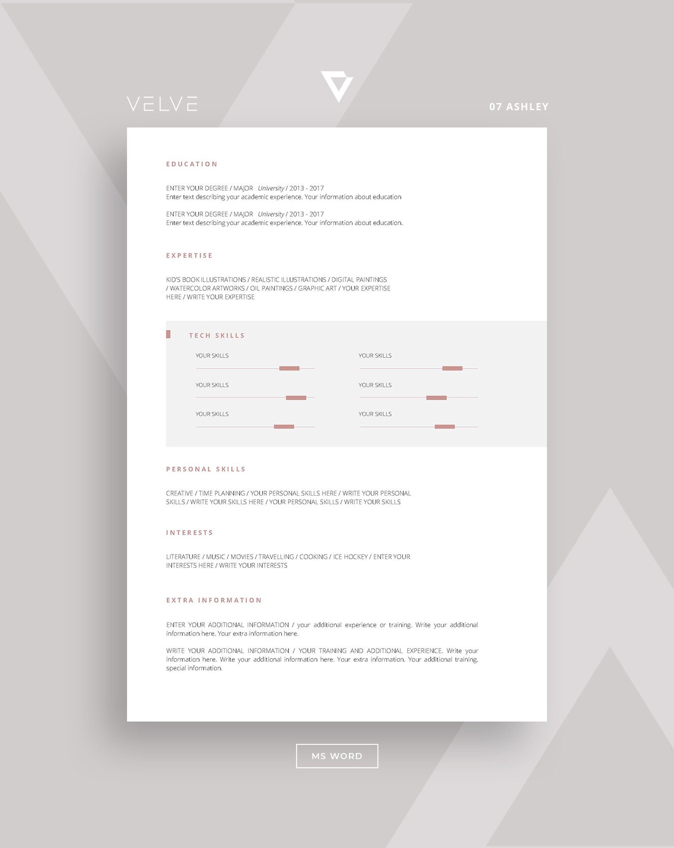 Resume / CV 5 Page Template + Cover Letter / Instant Download Resume ...