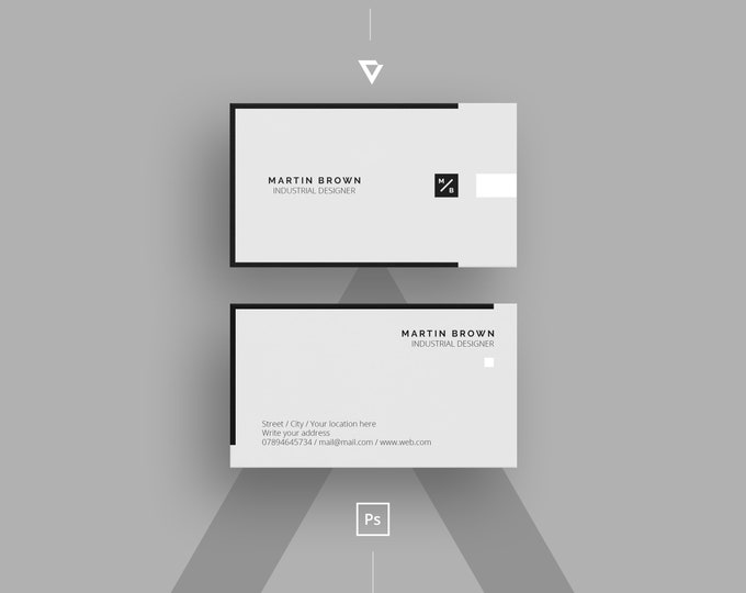 Business Card Template for Photoshop / PSD File. Minimalist - Etsy