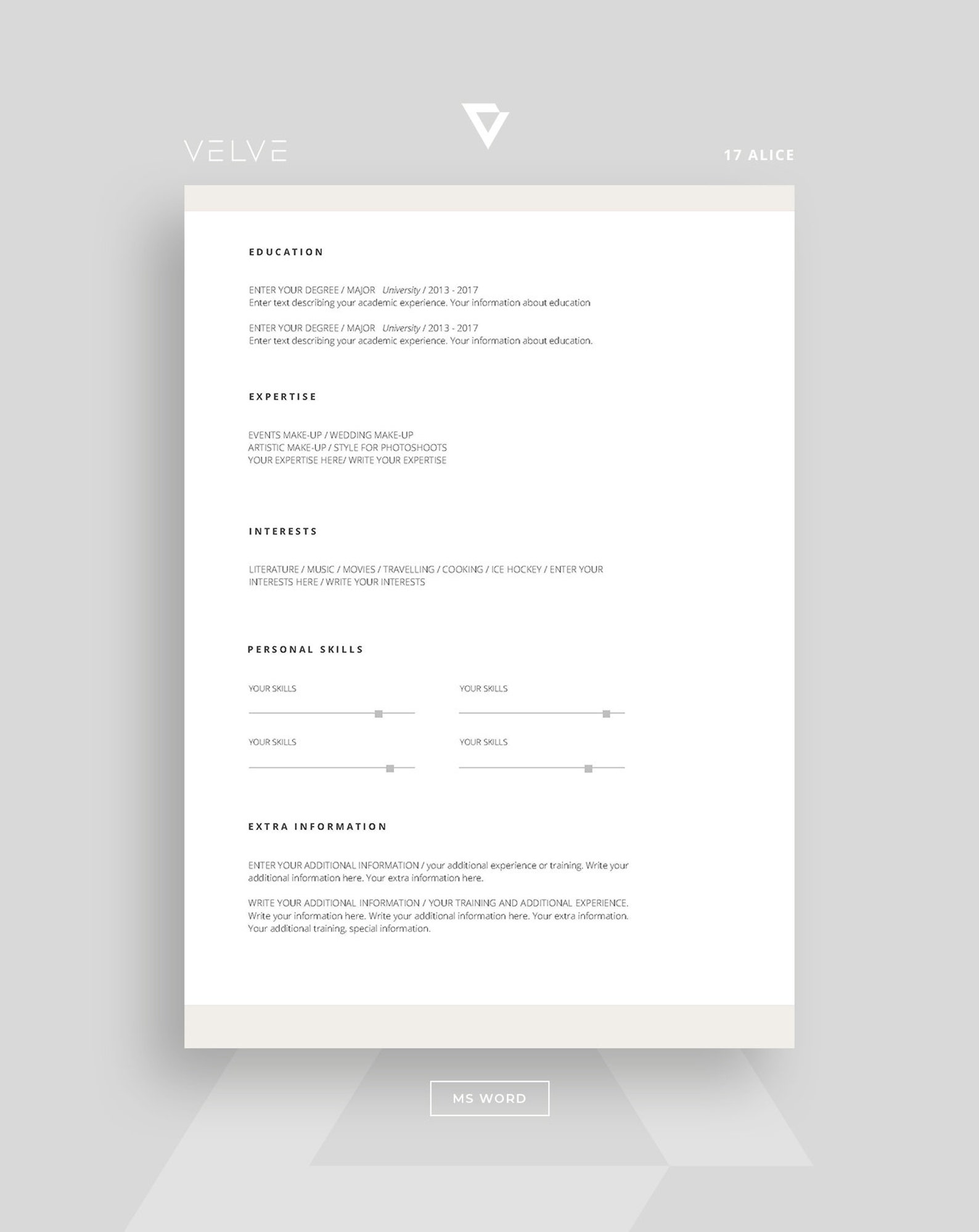 Resume / CV 5 Page Template + Cover Letter / Instant Download Resume ...