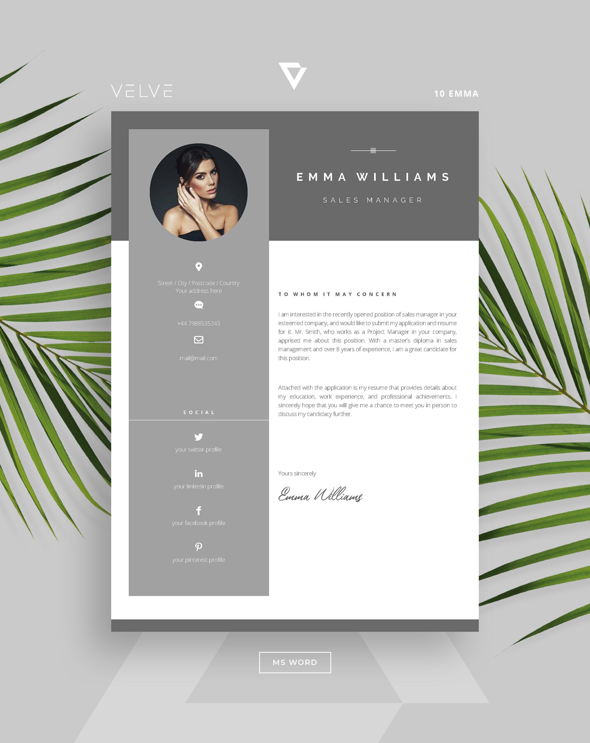 Resume / CV 3 Page Template, Cover Letter / Instant Download Resume for ...