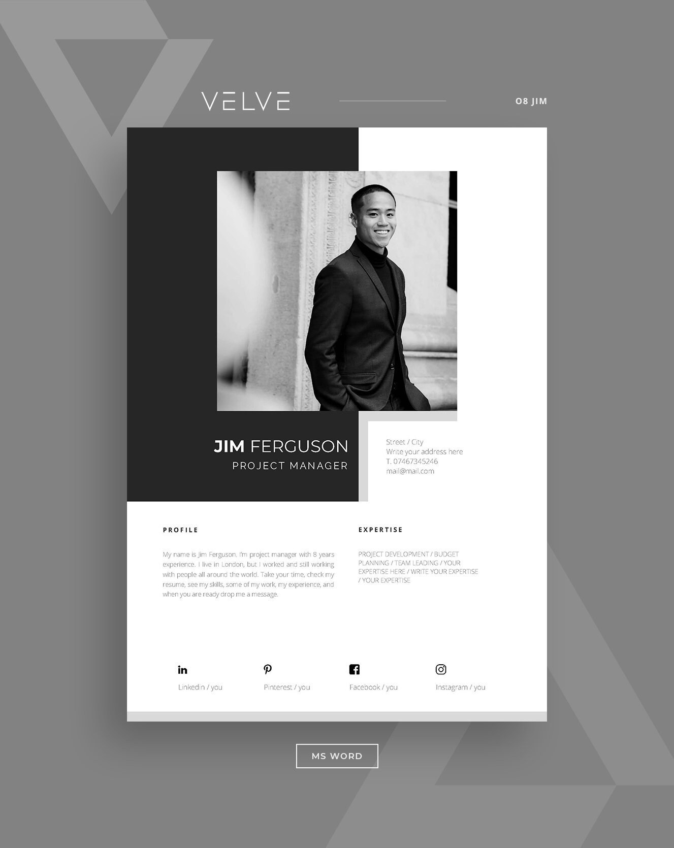 Resume / CV 5 Page Template + Cover Letter / Instant Download Resume ...