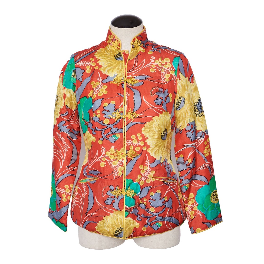 Vintage Asian Motif Jacket, Vintage Floral Jacket - Etsy