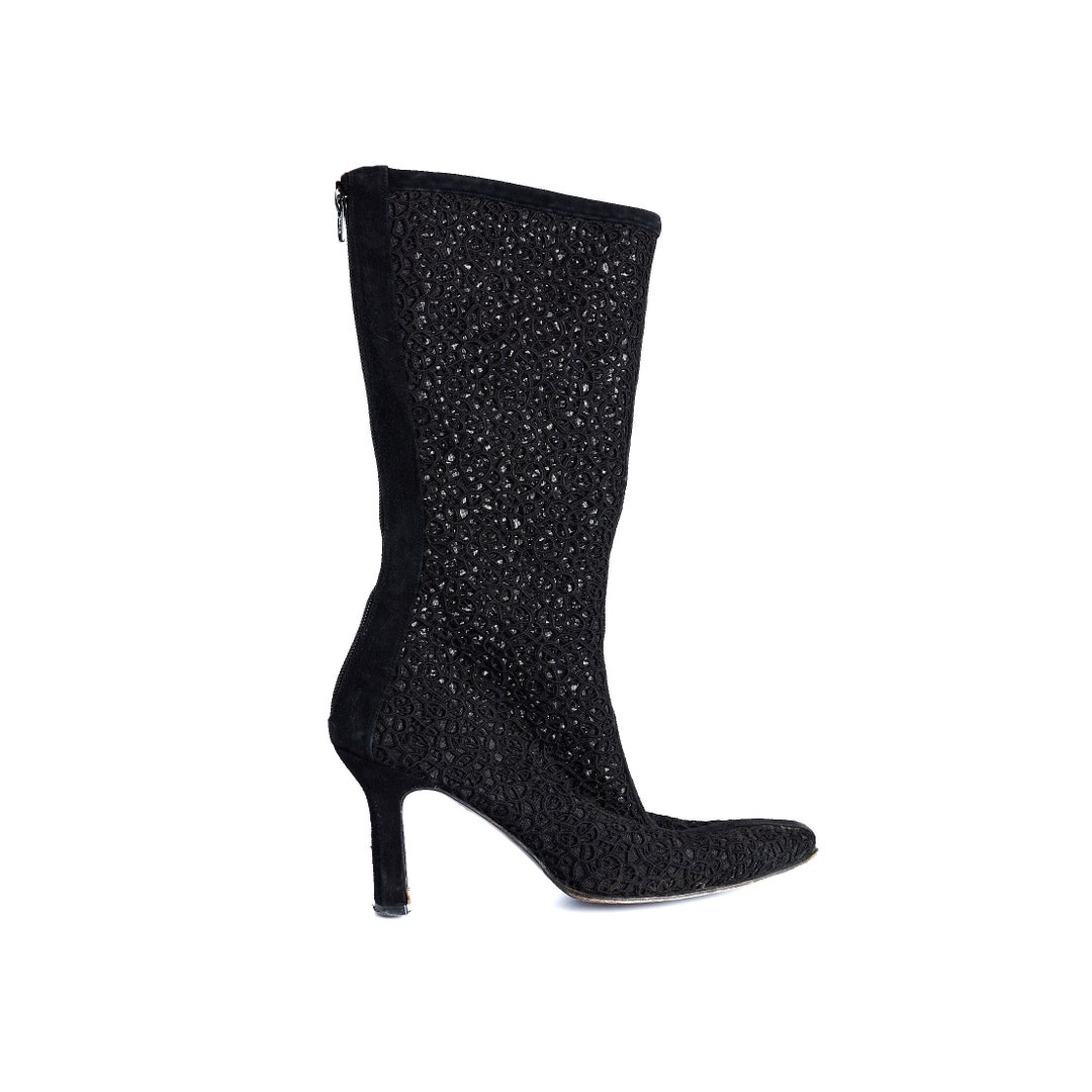 RARE Vintage Stuart Weitzman Lace Boots, Guipure Lace, Suede Boot ...