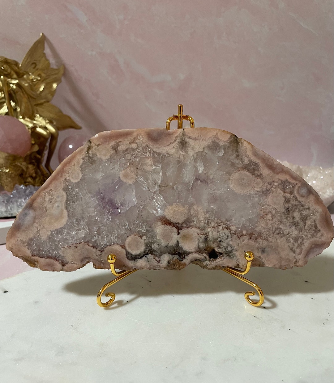 Gorgeous Quartzy Flower Agate Slab With a Hint of Amethyst - Etsy