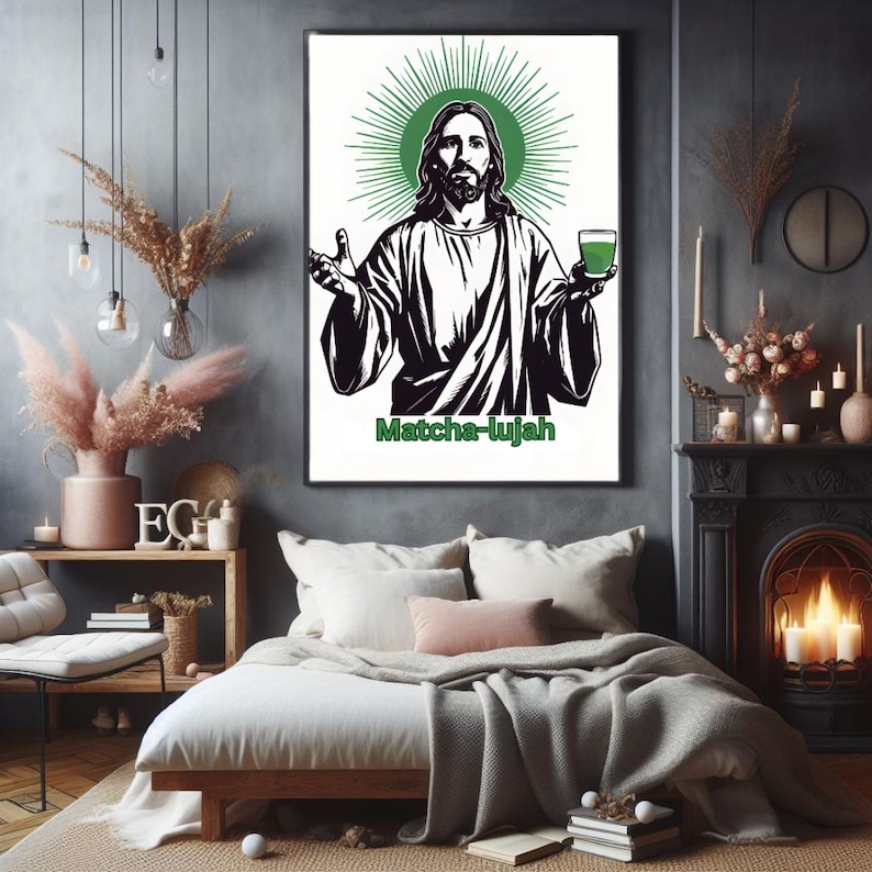 Matcha-lujah PNG – Funny Jesus Matcha Art Clipart, Digital Download ...
