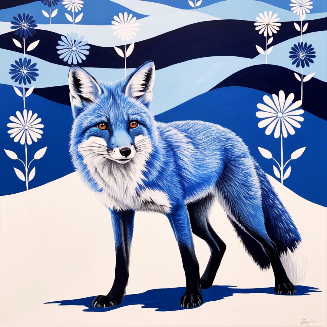Set of 5 Blue and White Fox PNG Illustrations Bundle - Etsy