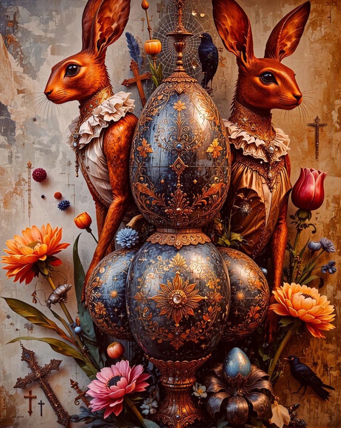 Gothic Easter Bunny PNG | Spooky Victorian Floral Wall Art (ZIP File ...