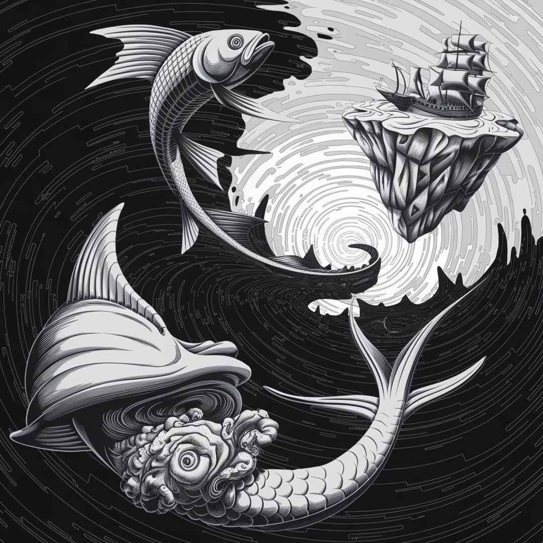 Escher-inspired Optical Illusion PNG Pack – 5 Surreal Ocean-to-island ...