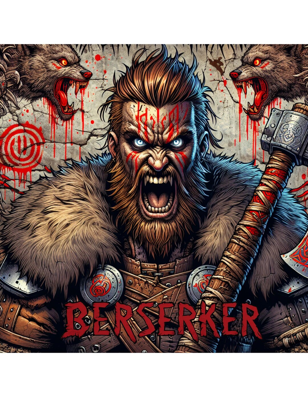 Viking Berserker Art, Norse Warrior Yelling PNG (digital Download) - Etsy