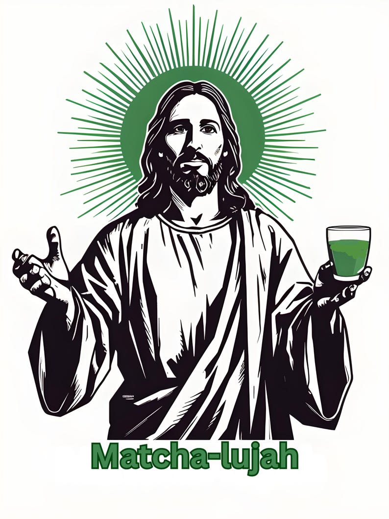 Matcha-lujah PNG – Funny Jesus Matcha Art Clipart, Digital Download ...