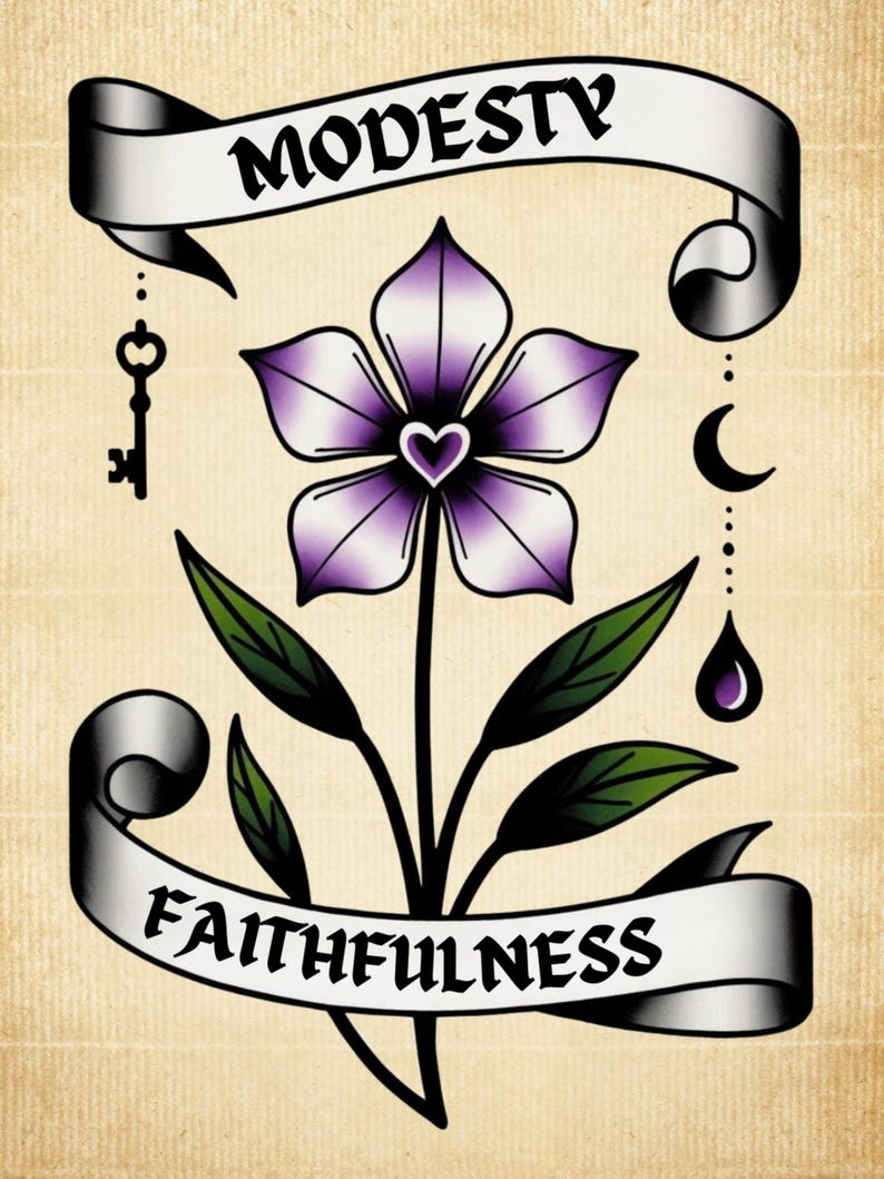 February Birth Flower Tattoo Flash SVG | Violet Modesty and ...