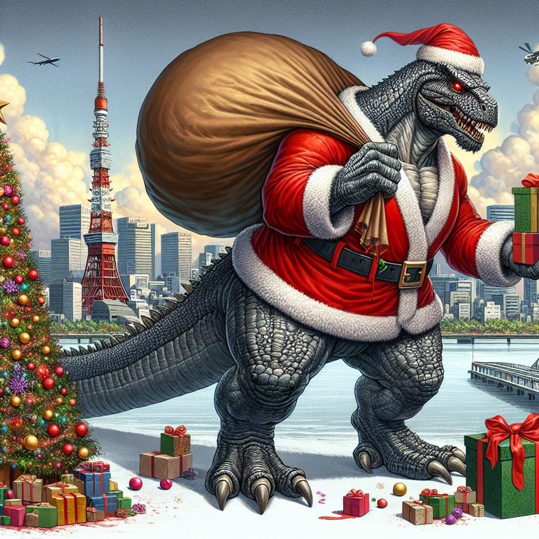 Godzilla Saves Christmas in Tokyo -godzilla Christmas Gift Wrapping ...