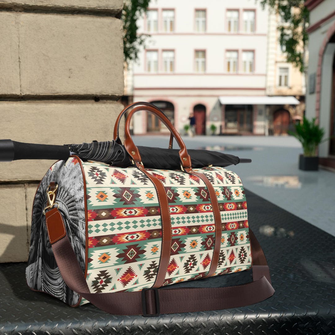 Travel Bag, America Indian Chief Pattern, Tribal Waterproof Weekender ...