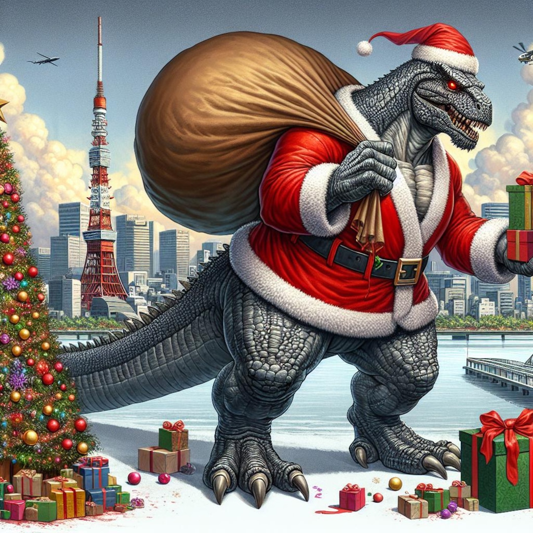 Godzilla Saves Christmas in Tokyo godzilla Christmas Gift Wrapping ...