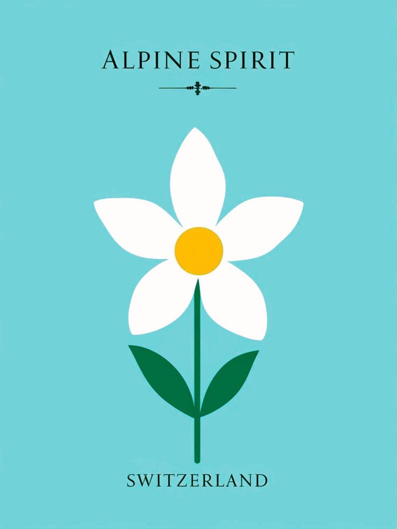 Edelweiss SVG Travel Poster – Alpine Spirit | Swiss Alps Floral Art ...