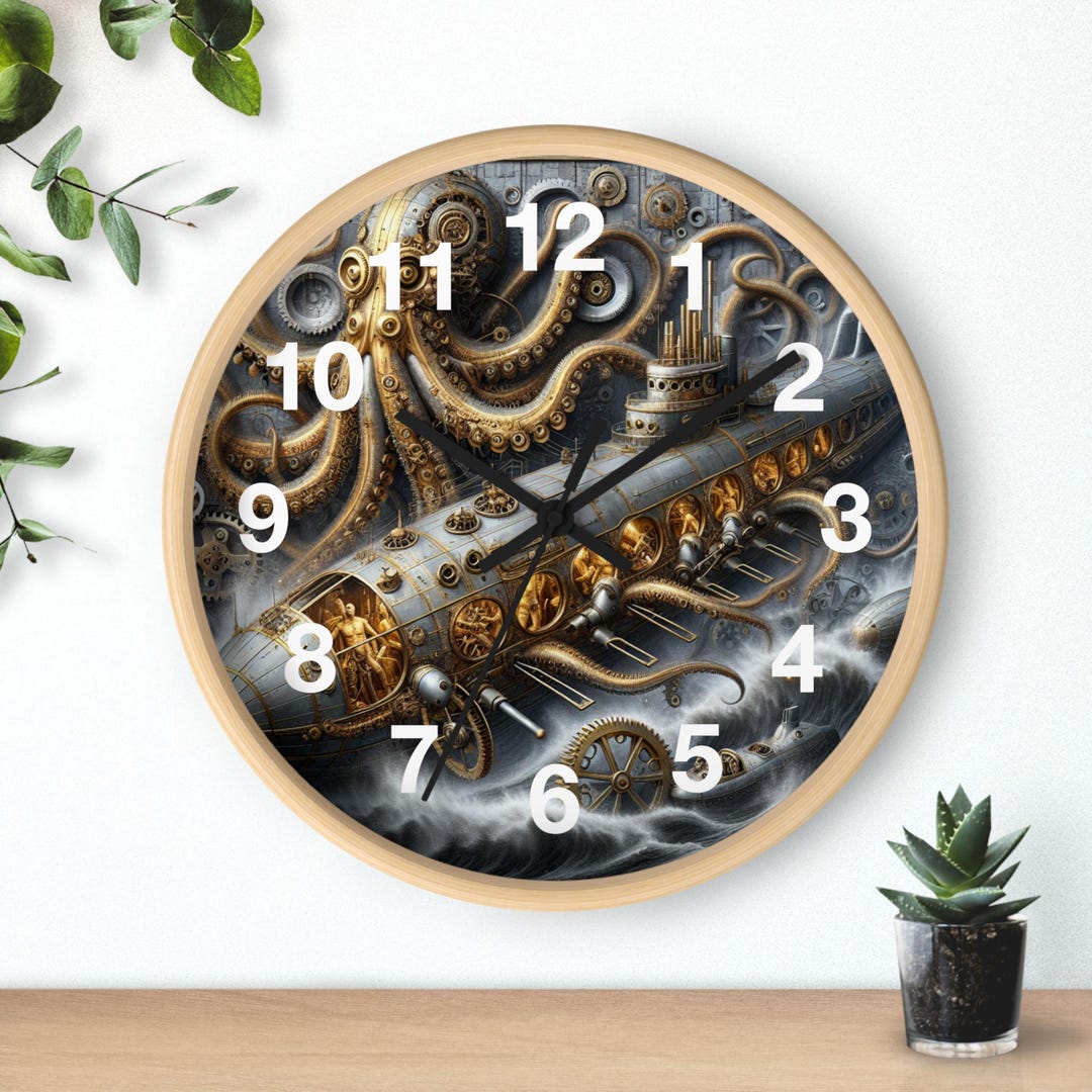 Steampunk Submarine Octopus Wall Clock, Nautical Clock, Vintage Style ...