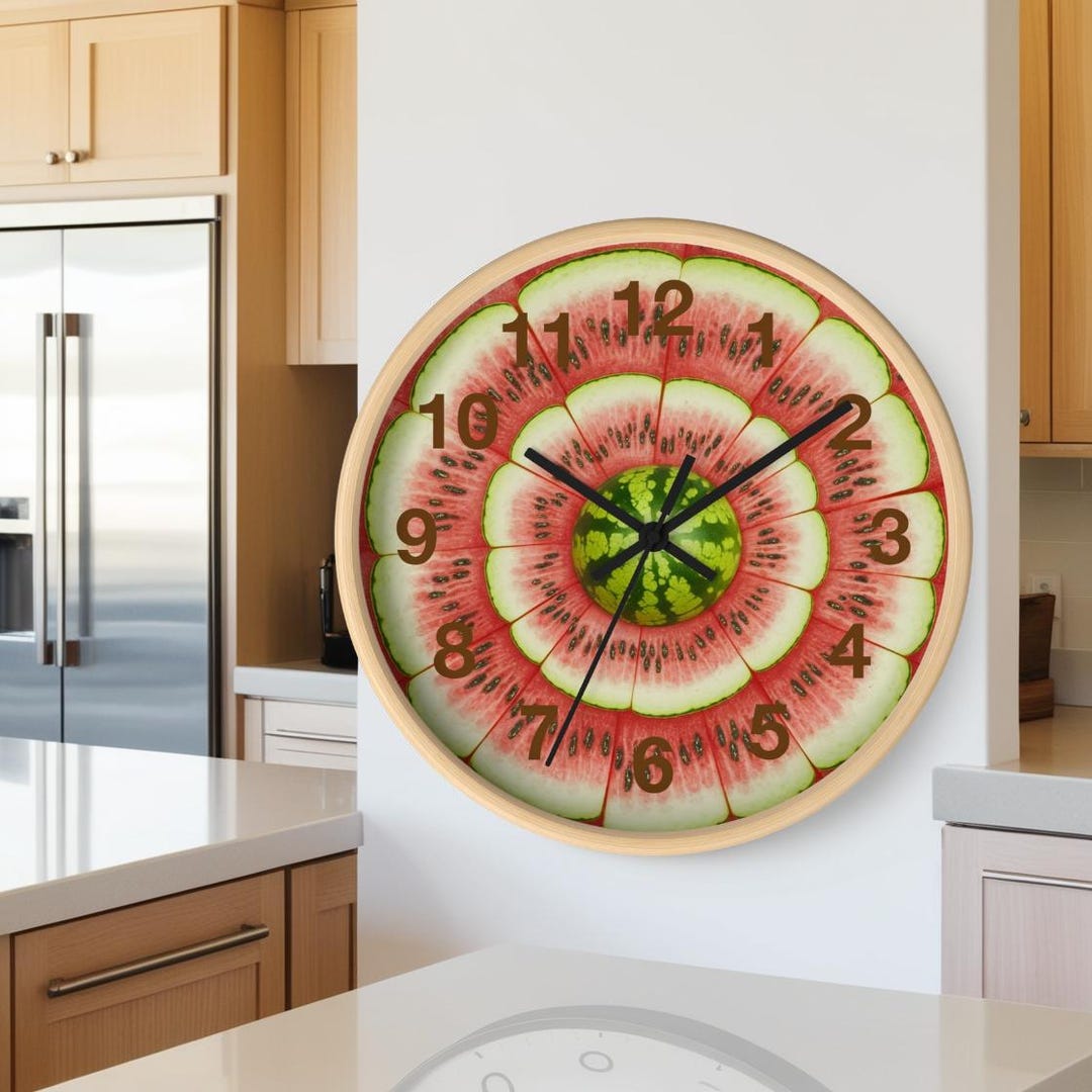 Watermelon Time Wall Clock, Unique Fruit Design Home Decor, Kitchen ...