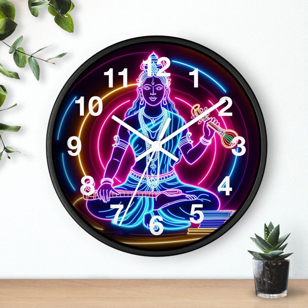 Neon Goddess Wall Clock, Spiritual Home Decor, Unique Gift, Meditation ...