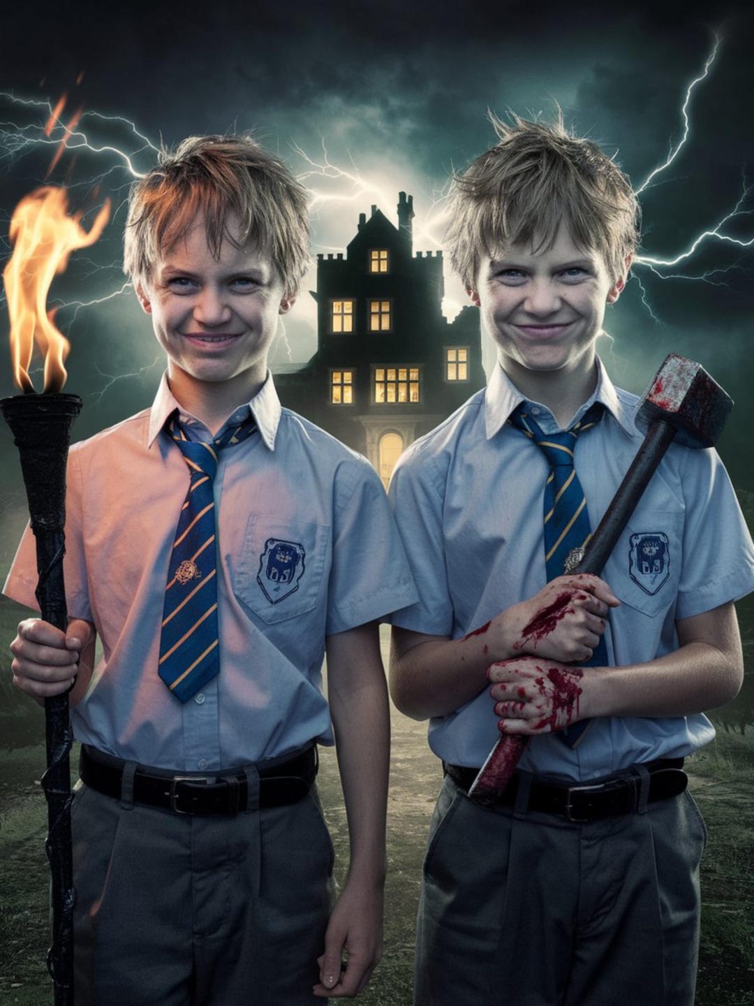 The Arson Twins – Eldritch Horror Poster, Gothic Wall Art, Creepy Kids ...