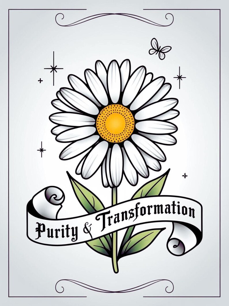 April Birth Flower Tattoo Flash SVG | Daisy Purity and Transformation ...