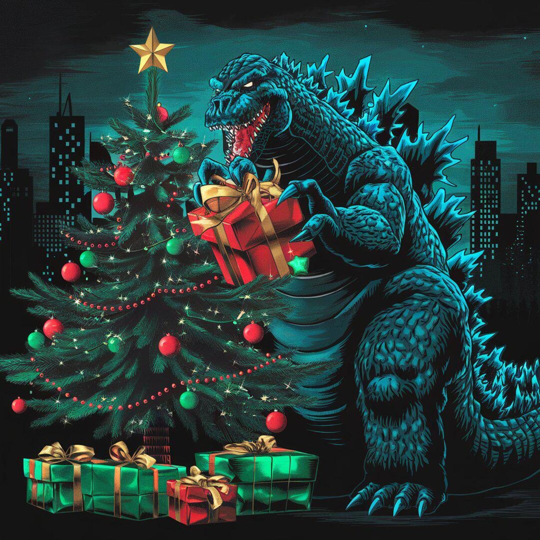 Godzilla Steals Christmas Wrapping Papers - Etsy