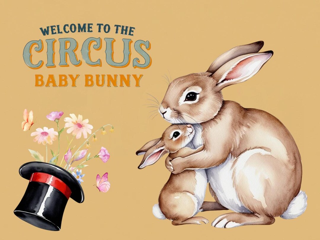 Bunny Circus Watercolor Nursery Art – Playful Animal Prints (digital ...