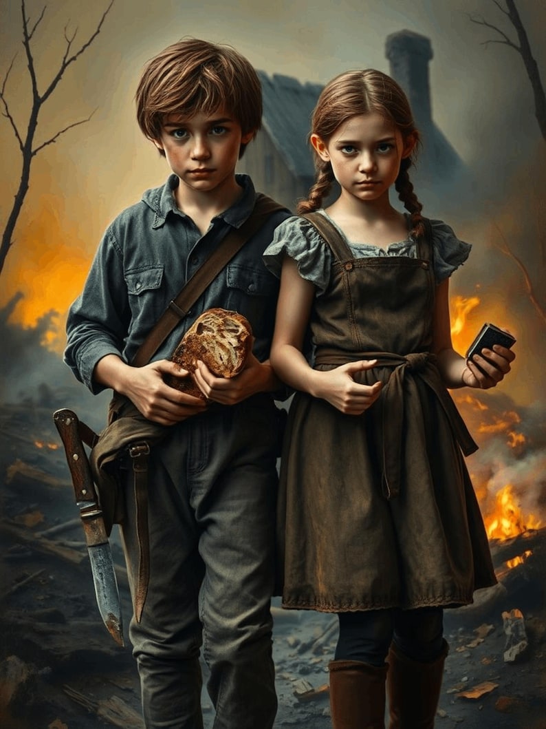 Hansel and Gretel Sfumato Portrait – Dark Fairytale Wall Art, Gothic ...